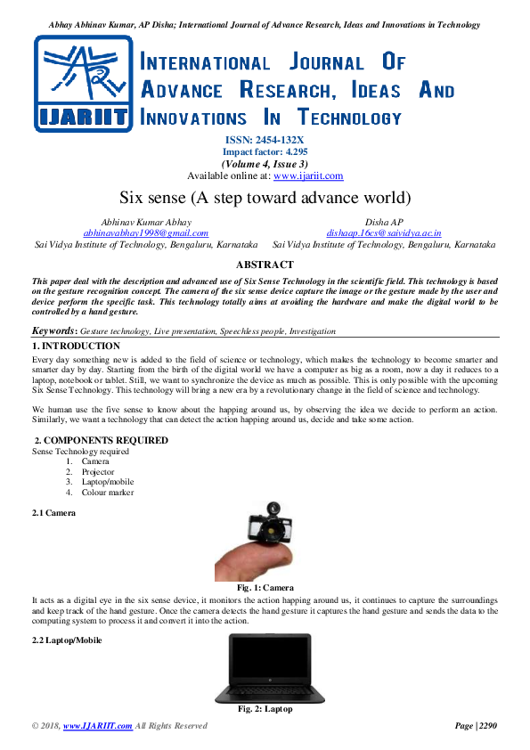 (PDF) Six sense (A step toward advance world