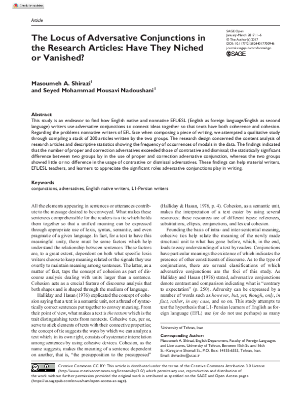 (PDF) The Locus of Adversative Conjunctions in the Research Articles ...