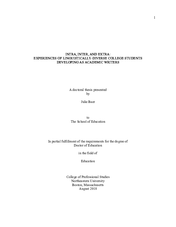 (PDF) Intra, Inter, and Extra: Experiences of Linguistically-Diverse ...