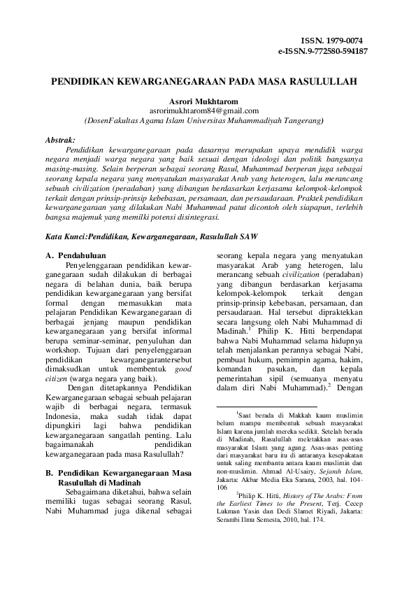 (PDF) PENDIDIKAN KEWARGANEGARAAN PADA MASA RASULULLAH