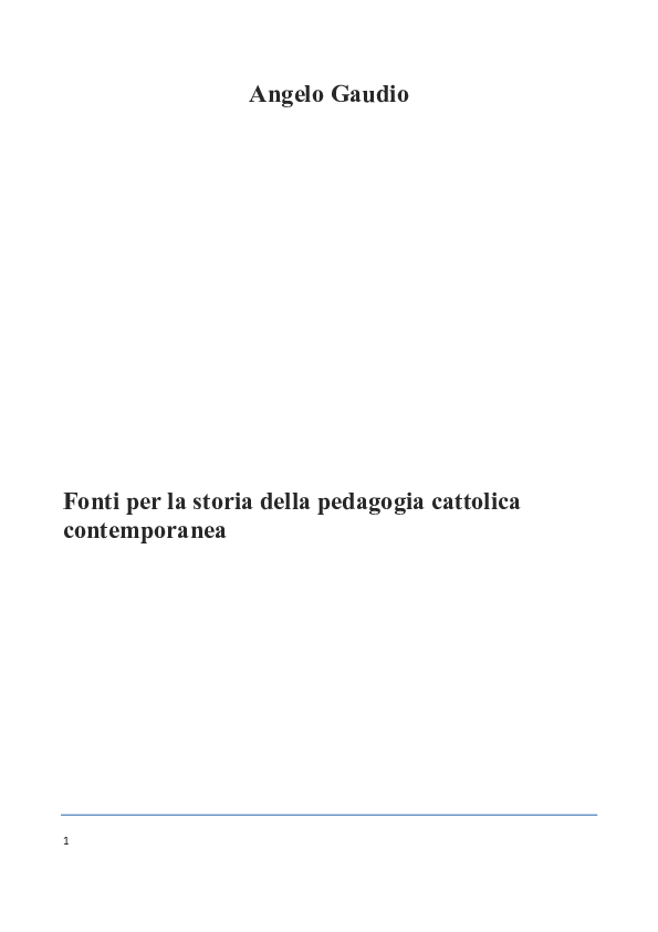 (PDF) Angelo Gaudio Fonti per la storia della pedagogia cattolica ...