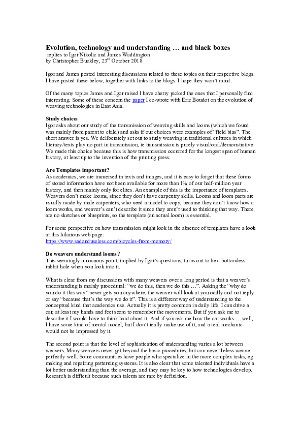 (PDF) Evolution, technology and understanding … and black boxes