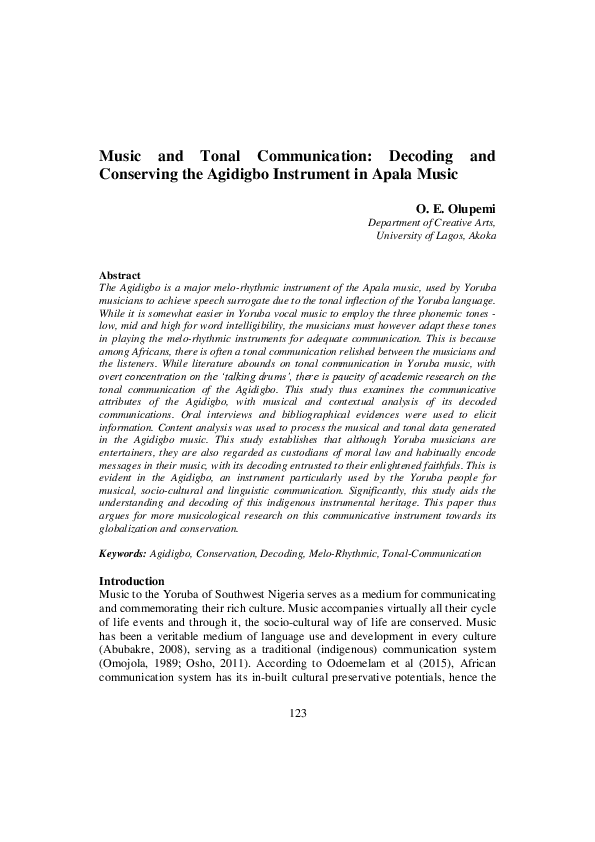 (PDF) “Music and Tonal Communication: Decoding and Conserving the ...