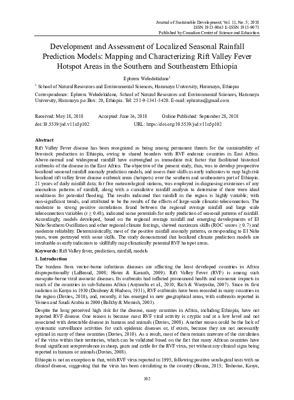 Pdf Development And Assessment Of Localized Seasonal Rainfall Prediction Models Mapping And