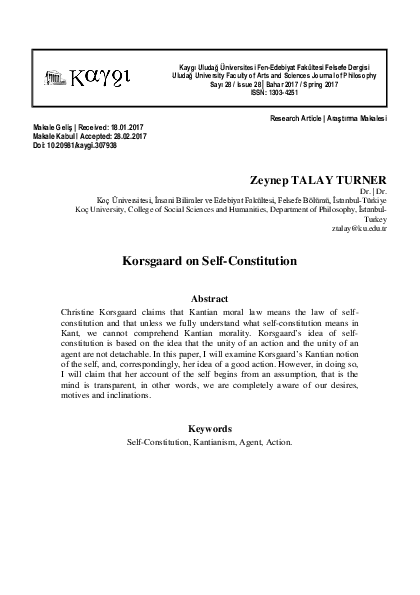 (PDF) Korsgaard on Self-Constitution