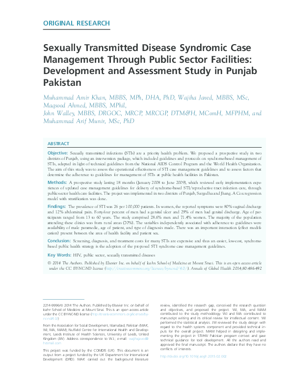 (PDF) Sexually Transmitted Disease Syndromic Case Management Through ...