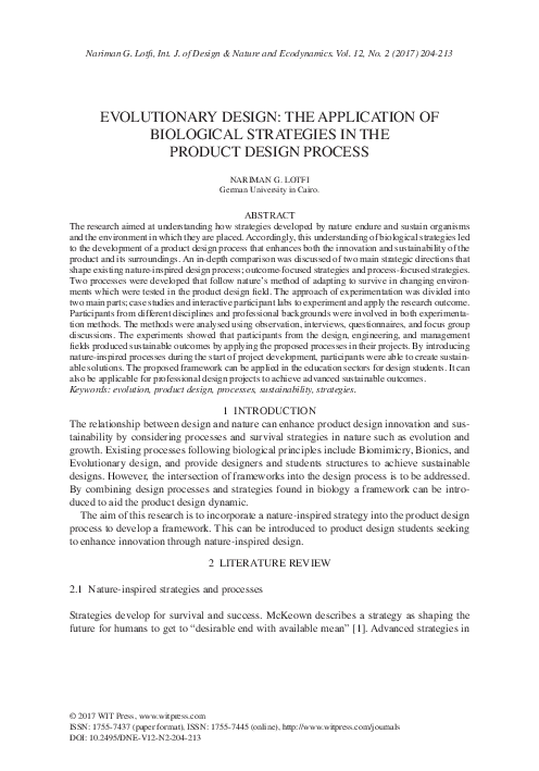 (PDF) Evolutionary design The application of biological strategies in ...