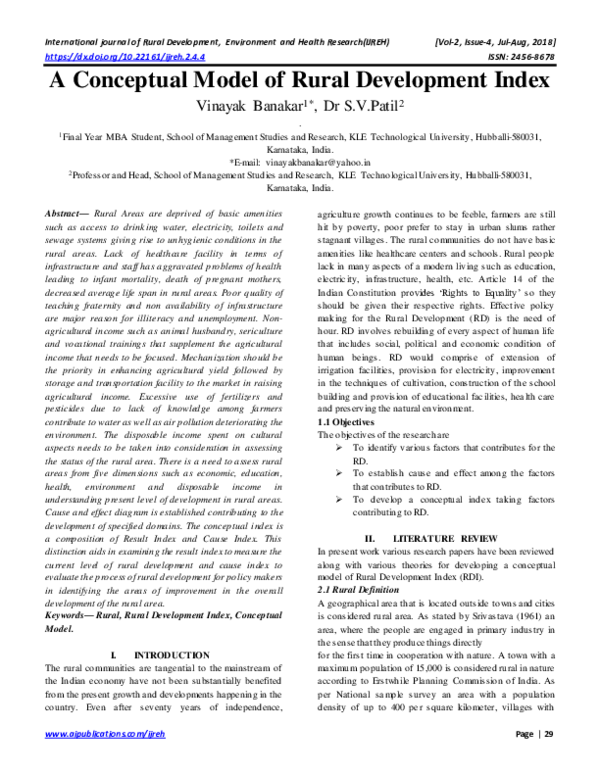 (PDF) A Conceptual Model of Rural Development Index