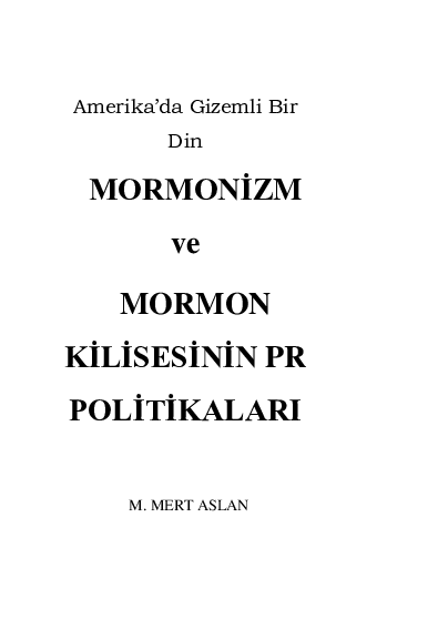 (PDF) MORMONİZM ve MORMON KİLİSESİNİN PR POLİTİKALARI.pdf