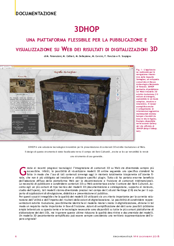 (PDF) 3DHOP - Una piattaforma flessibile per la pubblicazione e visualizzazione su Web dei ...