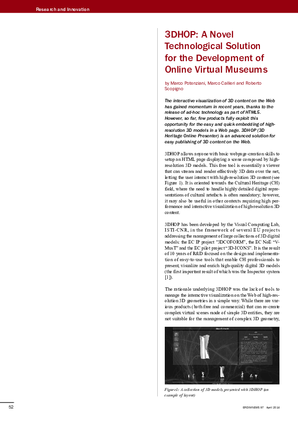 3DHOP: A Novel Technological Solution for the Development of Online Virtual Museums