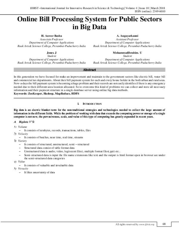 (PDF) Online Bill Processing System for Public Sectors in Big Data