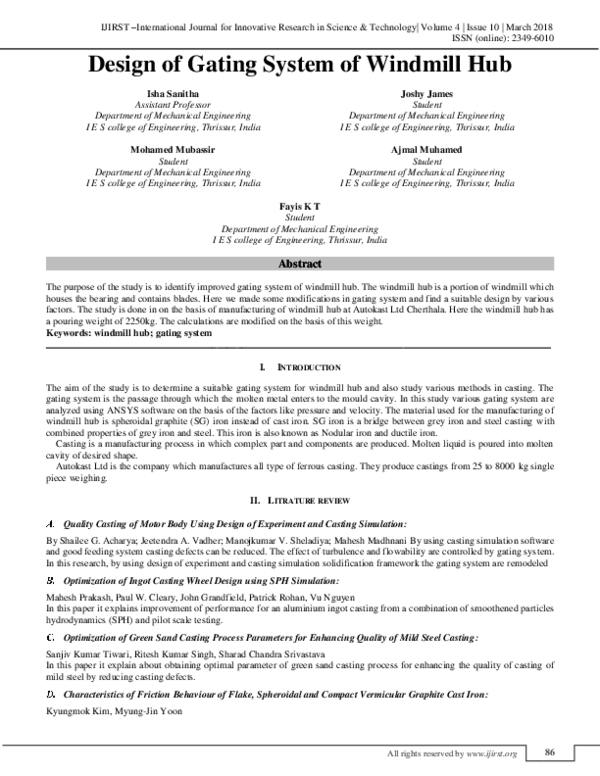 (PDF) Design of Gating System of Windmill Hub