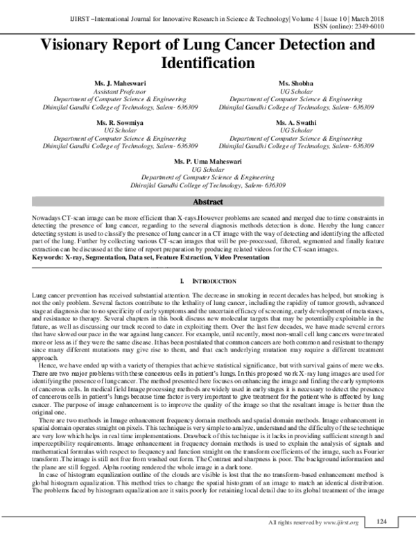 (PDF) Visionary Report of Lung Cancer Detection and Identification