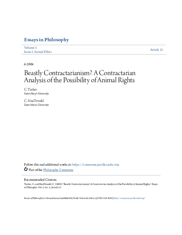 (PDF) Beastly contractarianism? A contractarian analysis of the ...