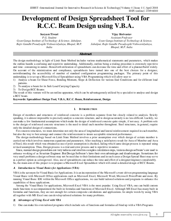 (PDF) Development of Design Spreadsheet Tool for R.C.C. Beam Design ...