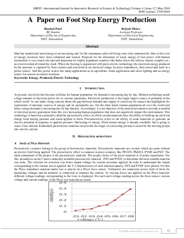 (PDF) A Paper on Foot Step Energy Production