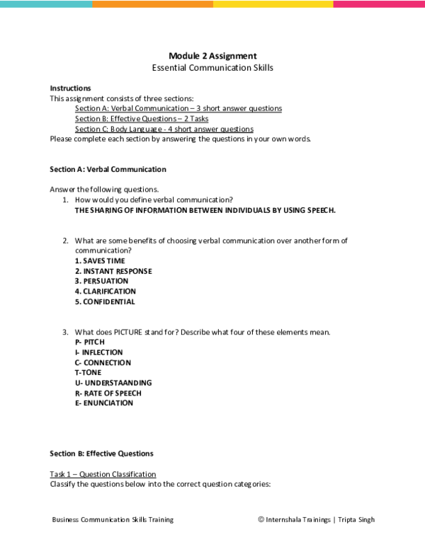 (DOC) Module 2 Assignment BUSINESS COMMUNICATION.