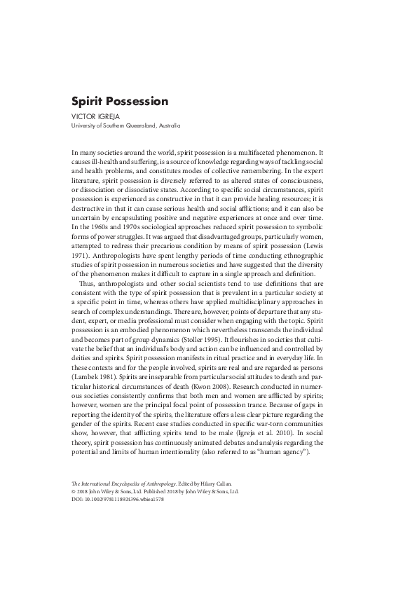(PDF) Spirit Possession