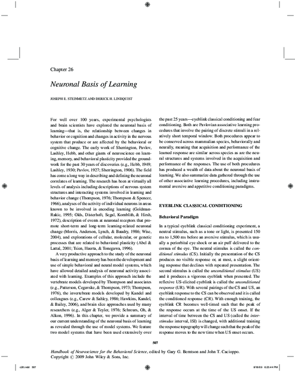 (PDF) Neuronal Basis of Learning