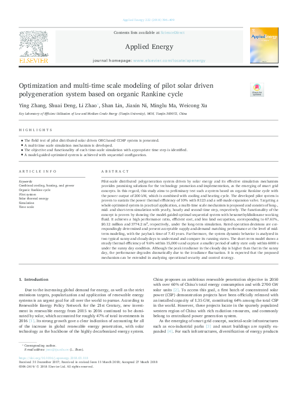 Pdf Optimization And Multi Time Scale Modeling Of Pilot Solar Driven