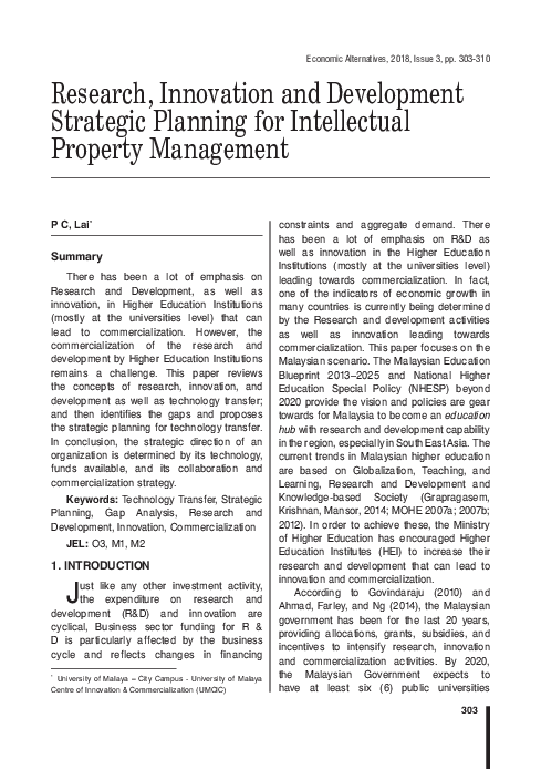 (PDF) Research, Innovation and Development Strategic Planning for ...