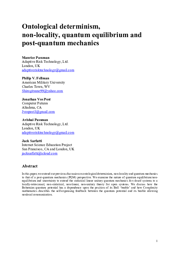 (PDF) Ontological determinism, non-locality, quantum equilibrium and ...