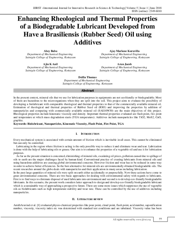(PDF) Enhancing Rheological and Thermal Properties of a Biodegradable ...