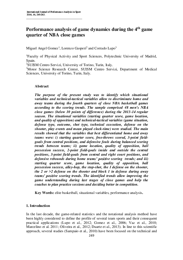 (PDF) Performance analysis of game dynamics during the 4 th game ...