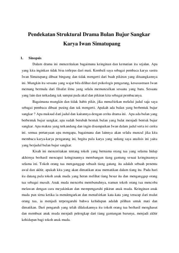 (DOC) Naskah Drama Bulan Bujur Sangkar Karya Iwan Simatupang