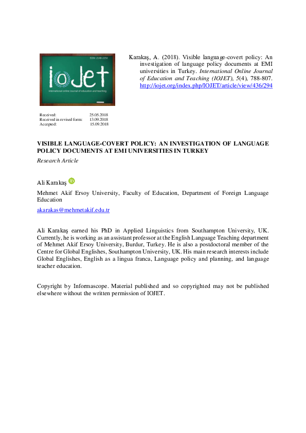 (PDF) VISIBLE LANGUAGE-COVERT POLICY: AN INVESTIGATION OF LANGUAGE ...