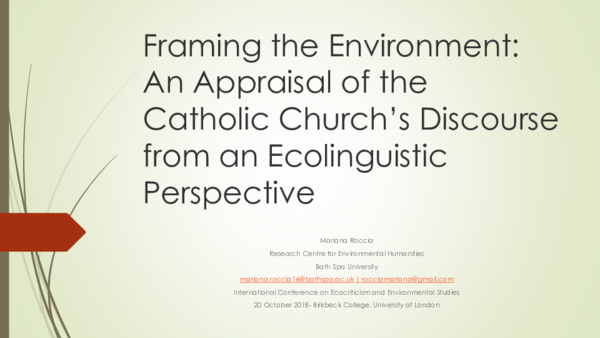 (PPT) Framing the Environment: An Appraisal of the Catholic Church's ...