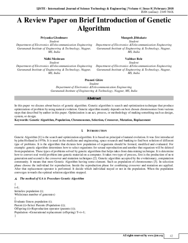 (PDF) A Review Paper on Brief Introduction of Genetic Algorithm