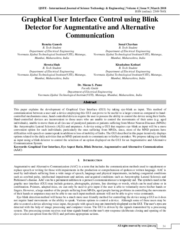 (PDF) Graphical User Interface Control using Blink Detector for ...