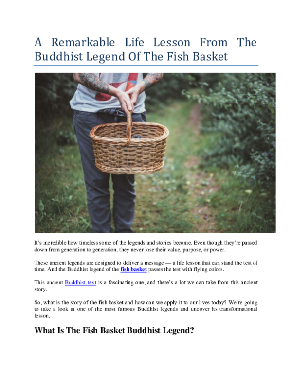 (PDF) A Remarkable Life Lesson From The Buddhist Legend Of The Fish Basket