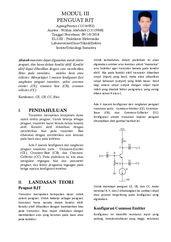 (PDF) MODUL III PENGUAT BJT