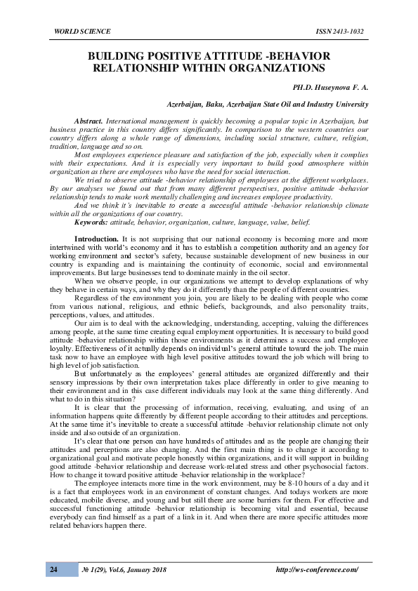 Pdf Building Positive Attitude Behavior Relationship Within Organizations