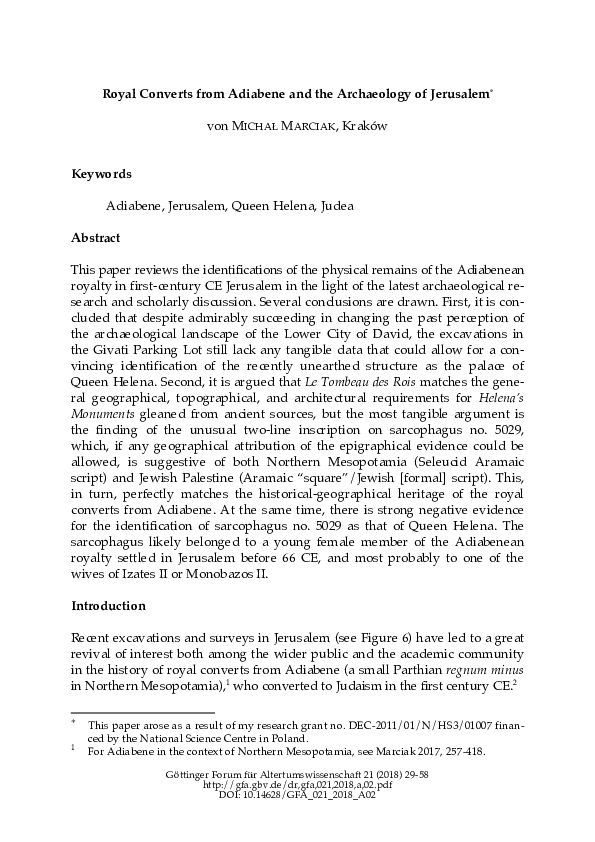 (PDF) Royal Converts from Adiabene and the Archaeology of Jerusalem