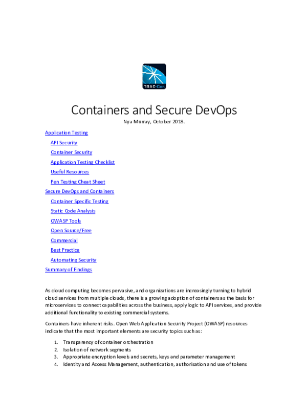 (PDF) Practical Guide to Secure Containers and DevOps