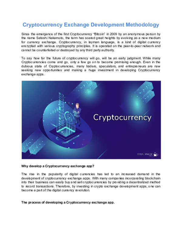 (PDF) Cryptocurrency Exchange Development Methodology