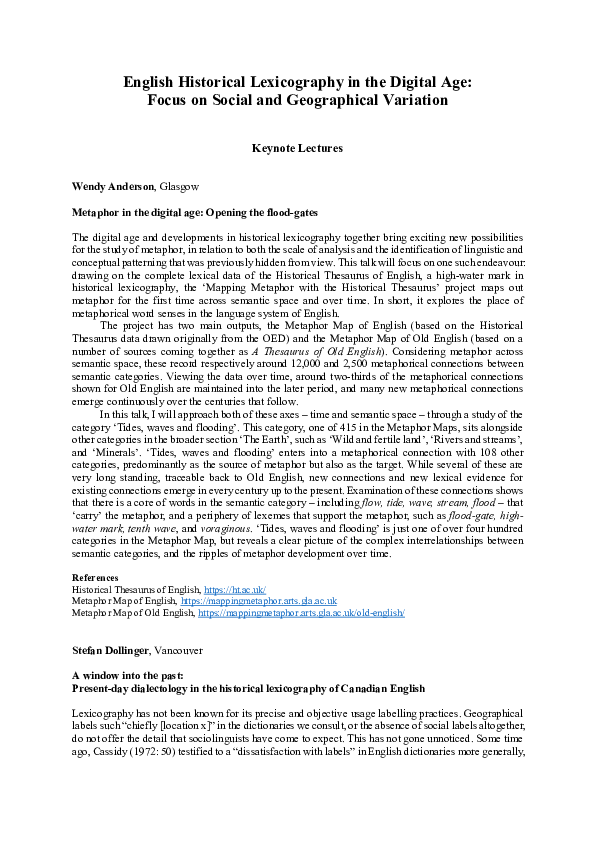 (PDF) English Historical Lexicography in the Digital Age: Focus on ...