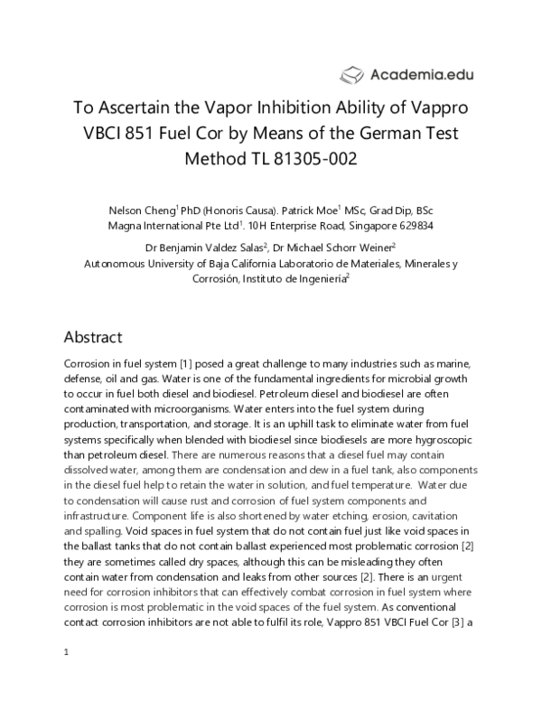 (PDF) To Ascertain the Vapor Inhibition Ability of Vappro VBCI 851 Fuel ...