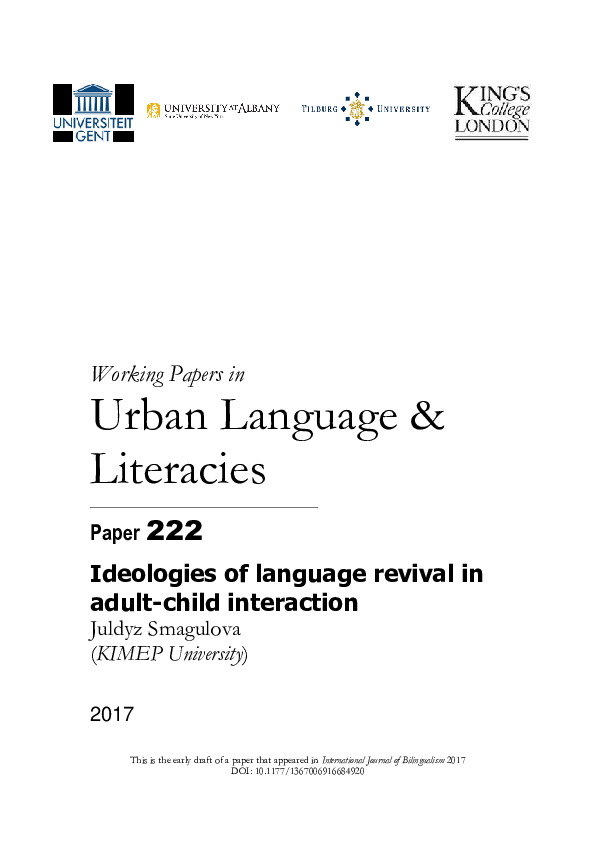 (PDF) Urban Language & Literacies Ideologies of language revival in ...
