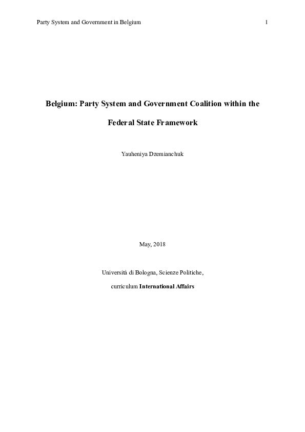 (PDF) Party System and Government in Belgium Belgium: Party System and ...