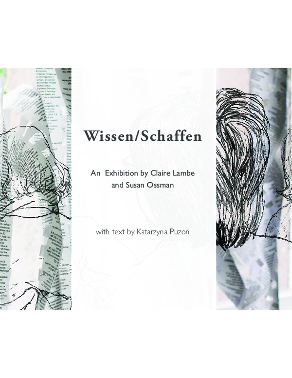 (PDF) Cataglue: Wissen/Schaffen an exhibition by Claire Lambe and Susan ...