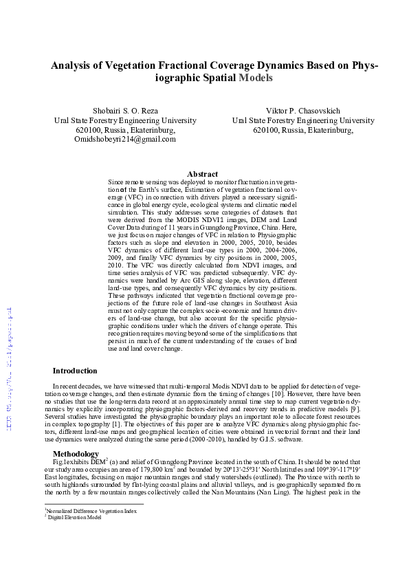 (PDF) Analysis of Vegetation Fractional Coverage Dynamics Based on Phys ...