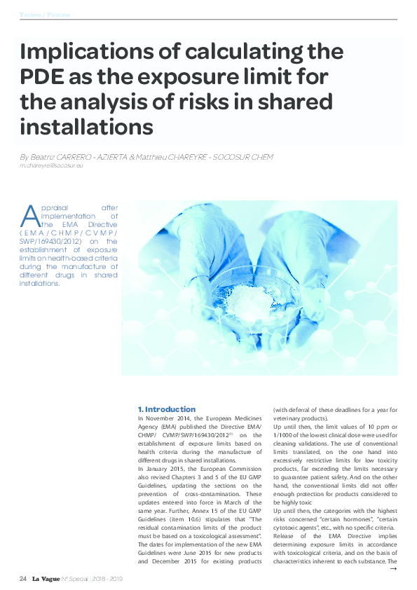 (PDF) Implications of calculating the PDE as the exposure limit for the ...