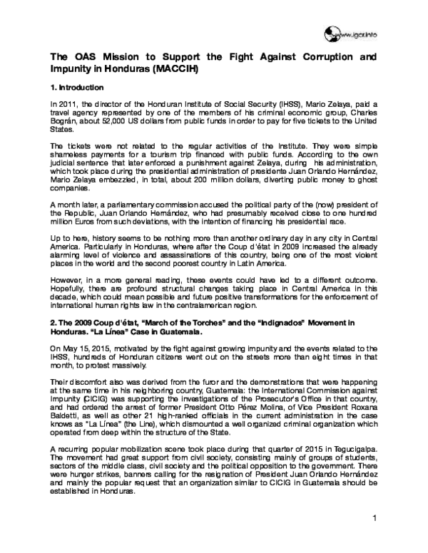 (PDF) The OAS Mission to Support the Fight Against Corruption and ...