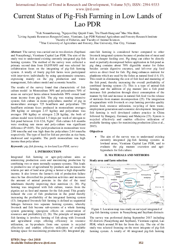 (PDF) Current Status of Pig-Fish Farming in Low Lands of Lao PDR