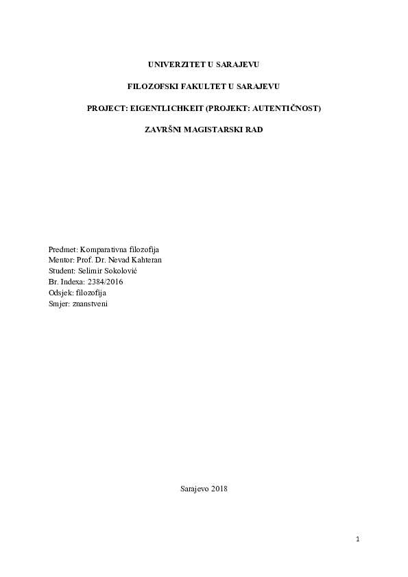 (PDF) Projekt Autenticnost Martin Heidegger